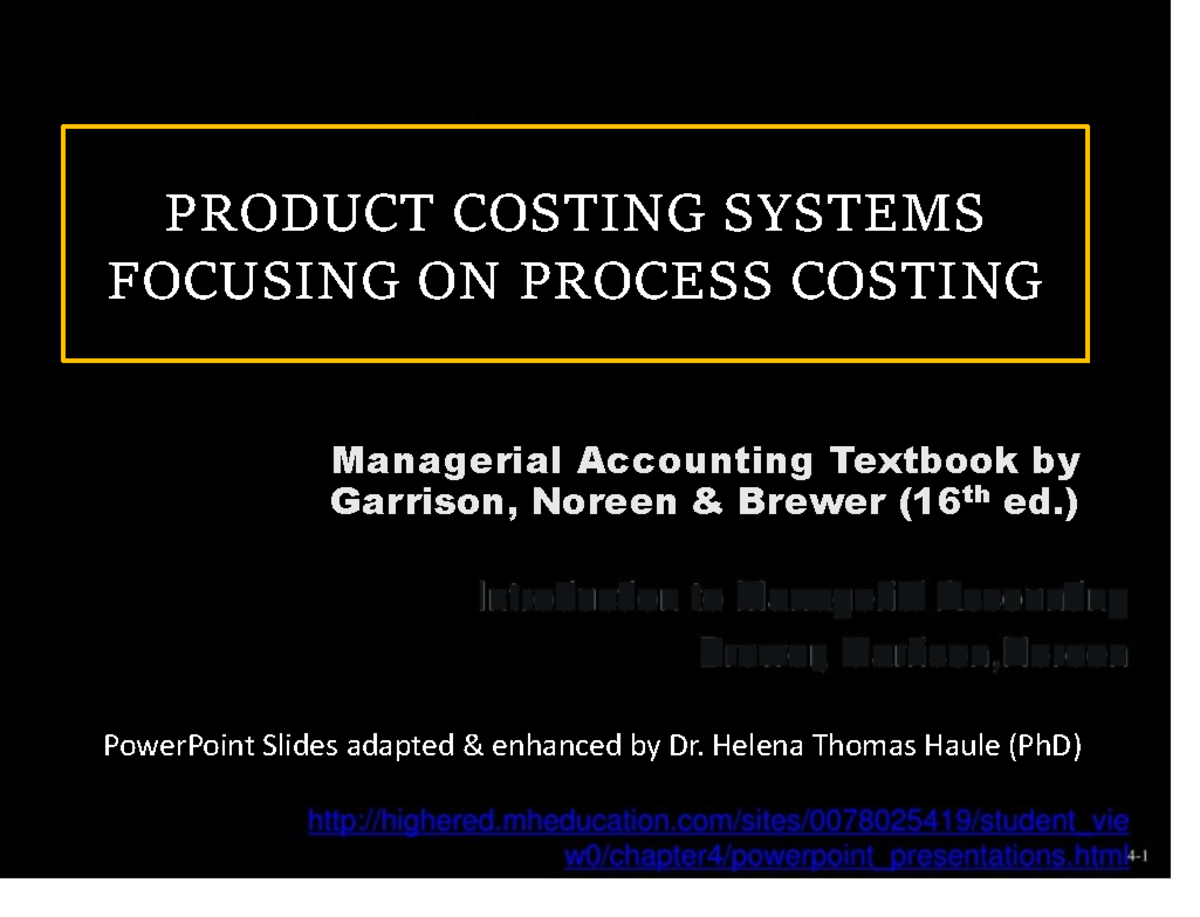 Process Costing PPT - second year - Managerial Accounting Textbook by ...