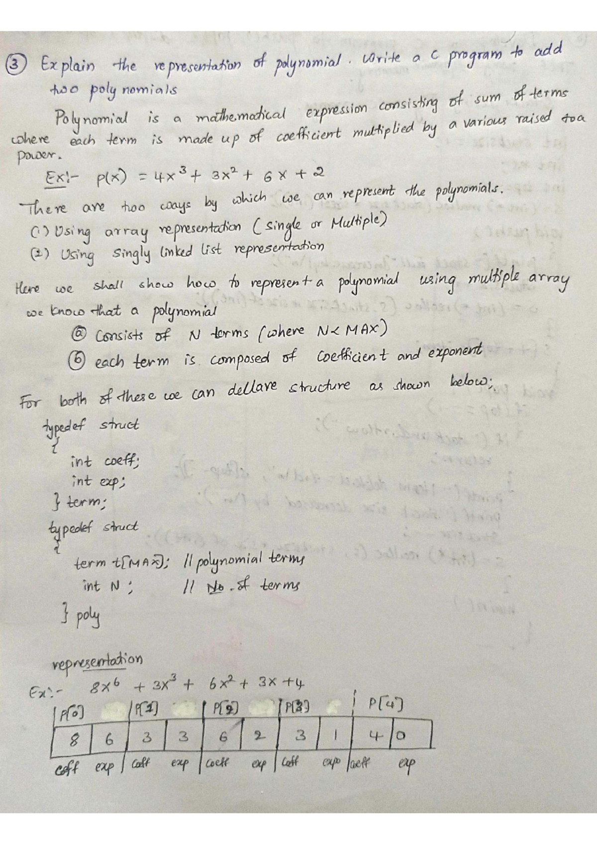 Q3 - Lab program to write polynomials - 3 Explain the representation of ...