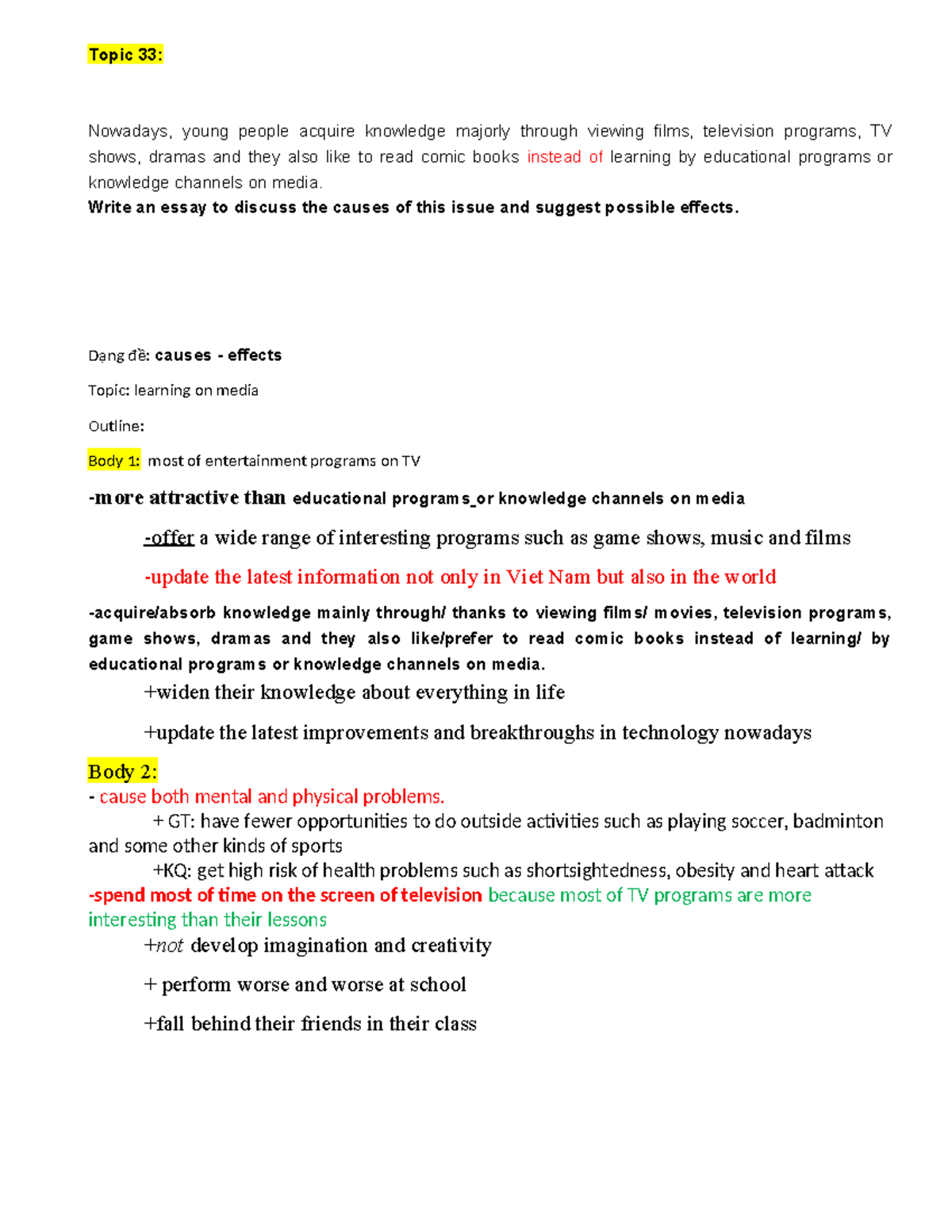 33. learning on media - aaabc - Topic 33: Nowadays, young people ...