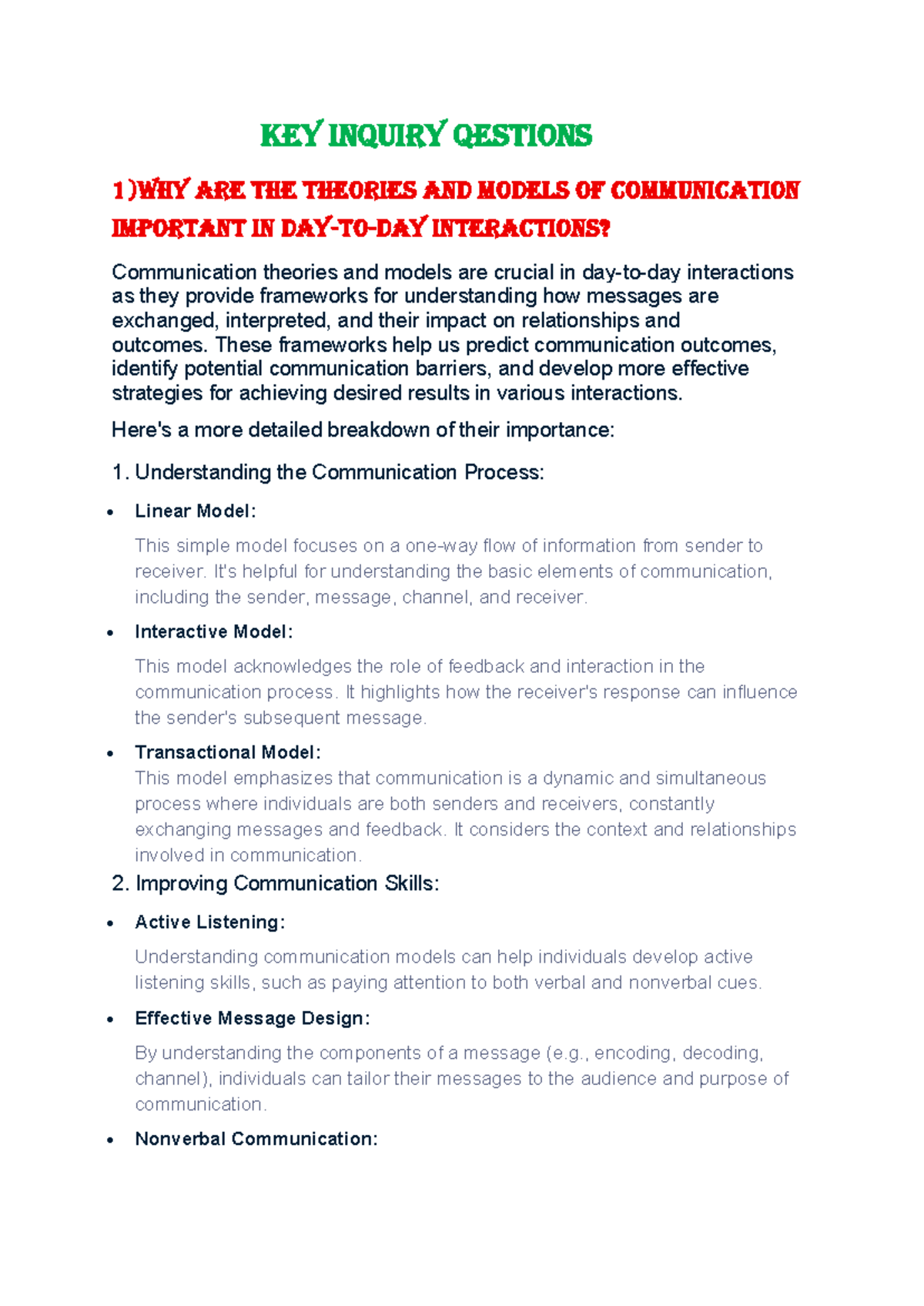 KIQ: Importance of Communication Theories & Models in Interactions ...