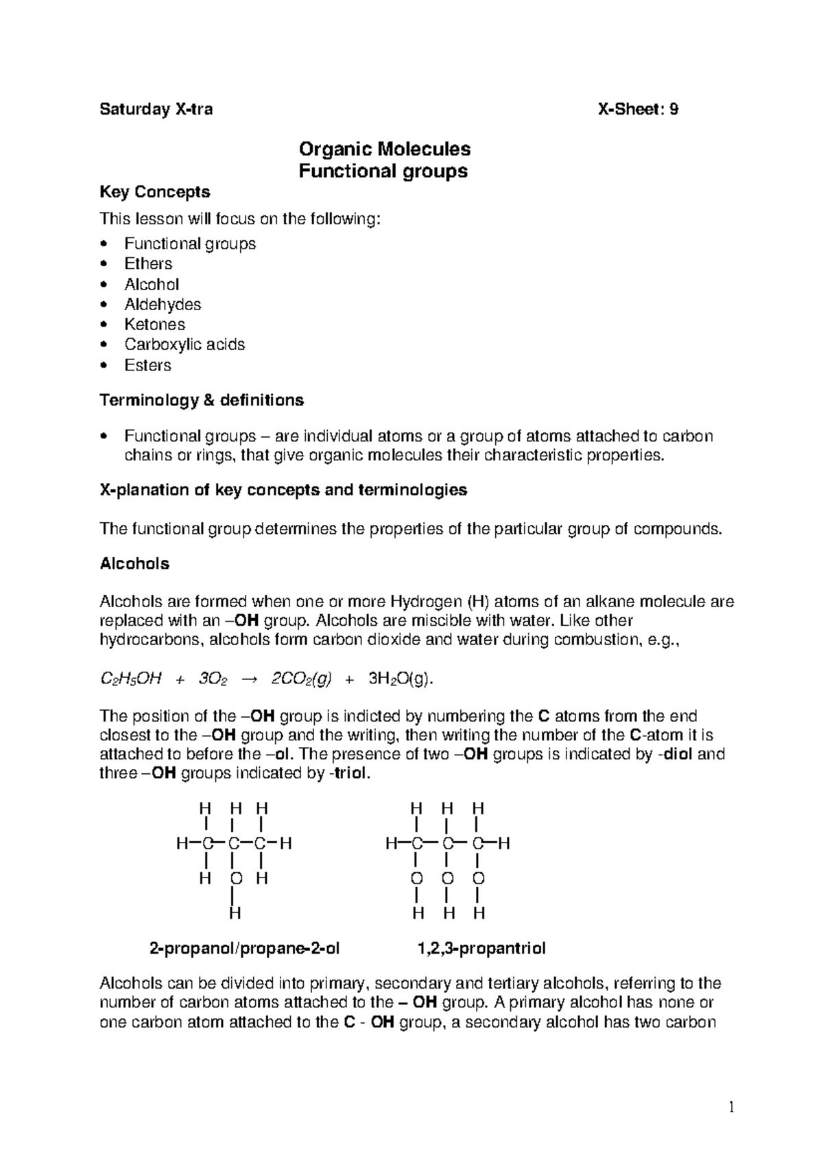 Grade 12 PHYSICAL SCIENCES: Functional Groups Overview Notes - Studocu