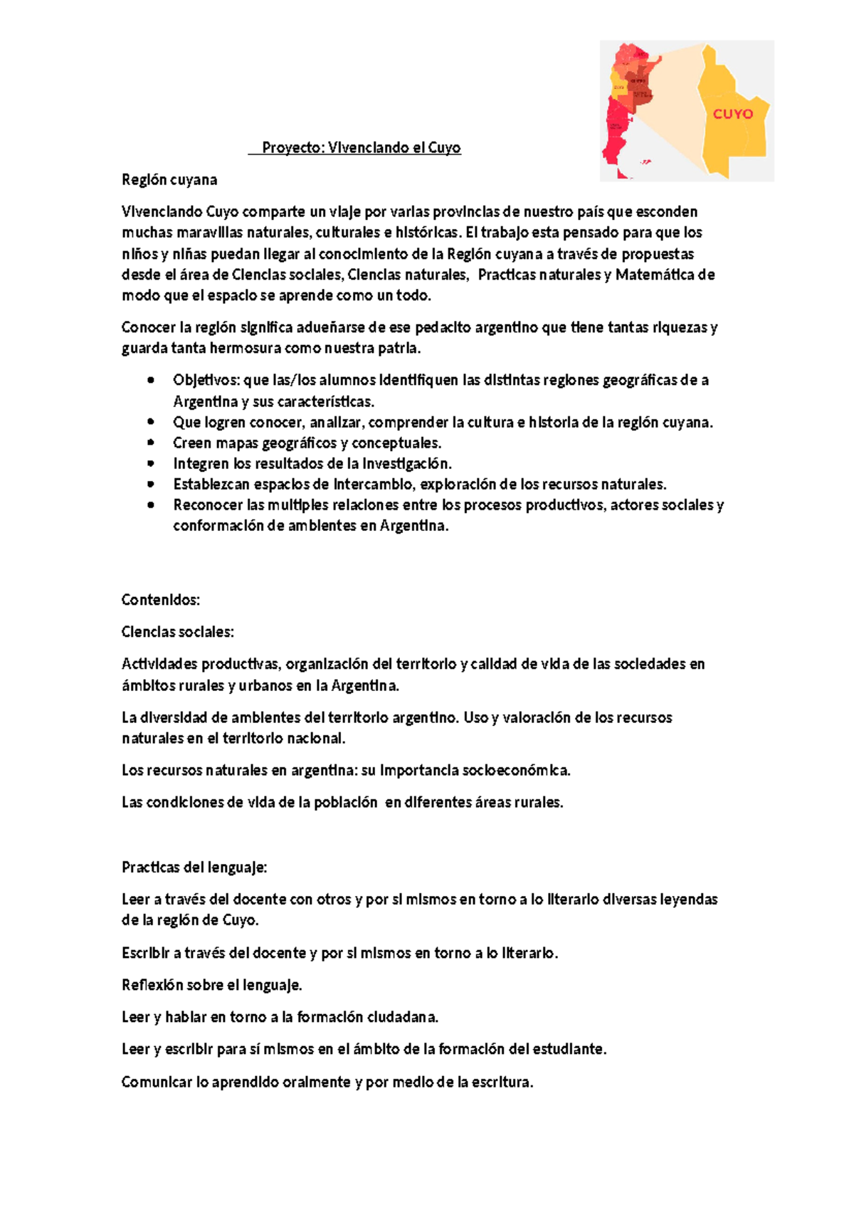 Proyecto Cuyo: Explorando la Reg. Cuyana en Ciencias Sociales y ...