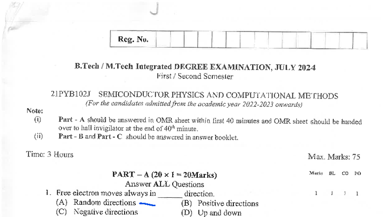 21PYB102J - Semiconductor Physics & Computational Methods Exam Notes ...