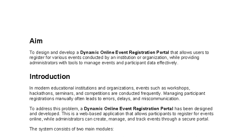 MINI Project: Dynamic Online Event Registration Portal Development ...