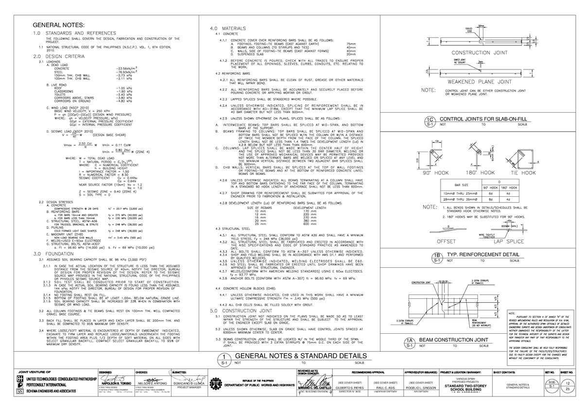 S-1: General Notes & Standard Details for Structural Design - Studocu