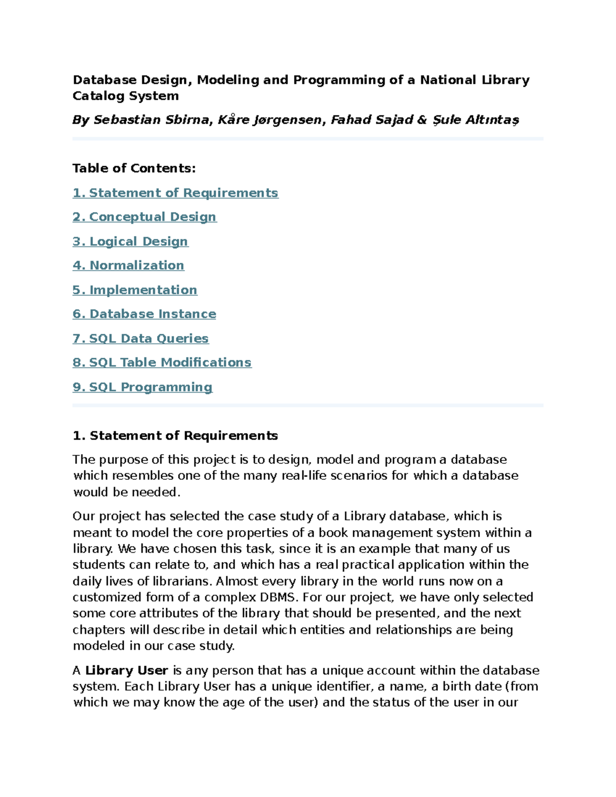 Database Design: National Library Catalog System - Lab Project - Studocu
