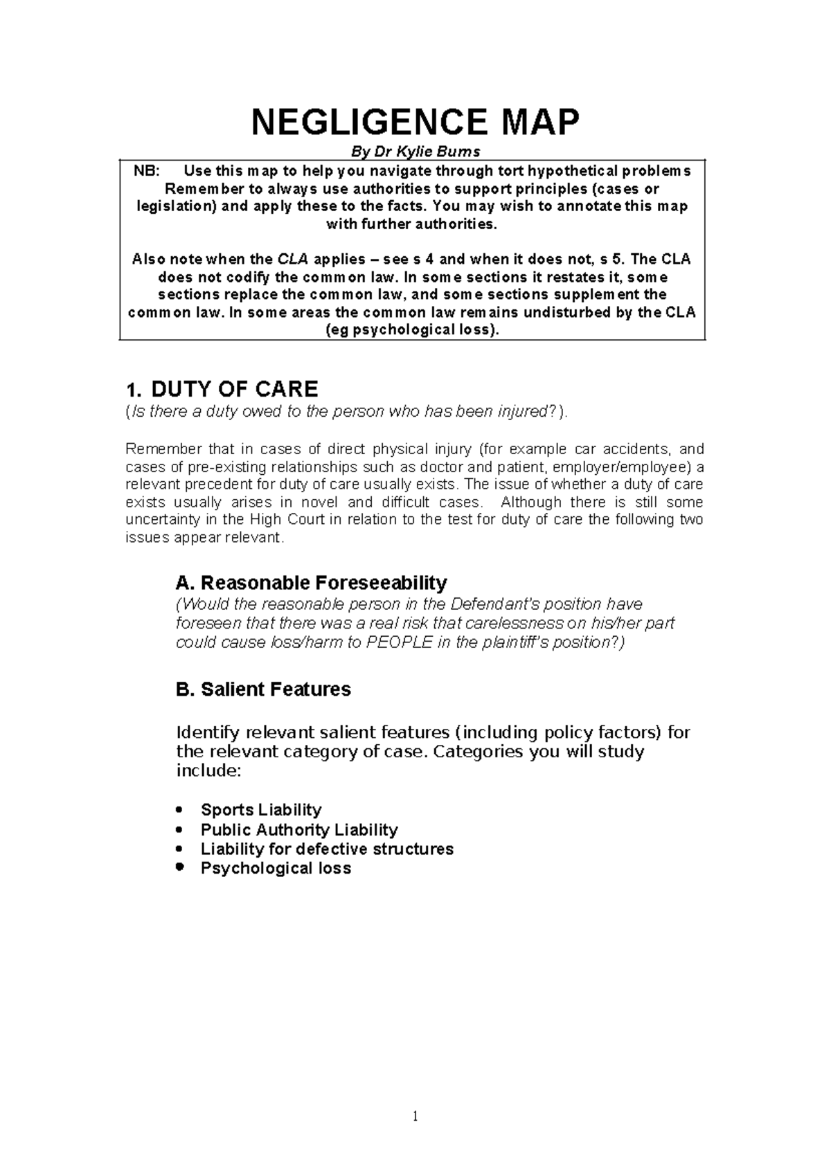 Negligence Map Overview - Revised 2020 Edition - NEGLIGENCE MAP By Dr ...