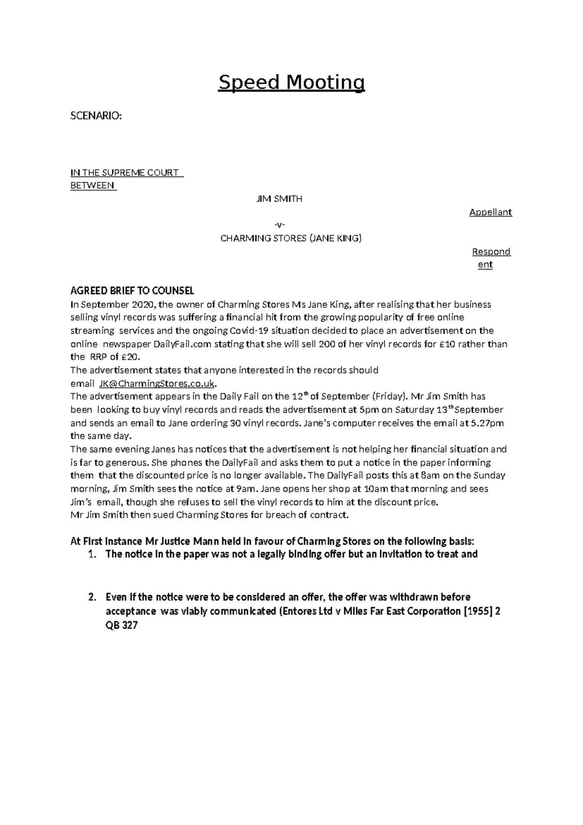 Speed Mooting 2023 - Speed Mooting SCENARIO: IN THE SUPREME COURT ...