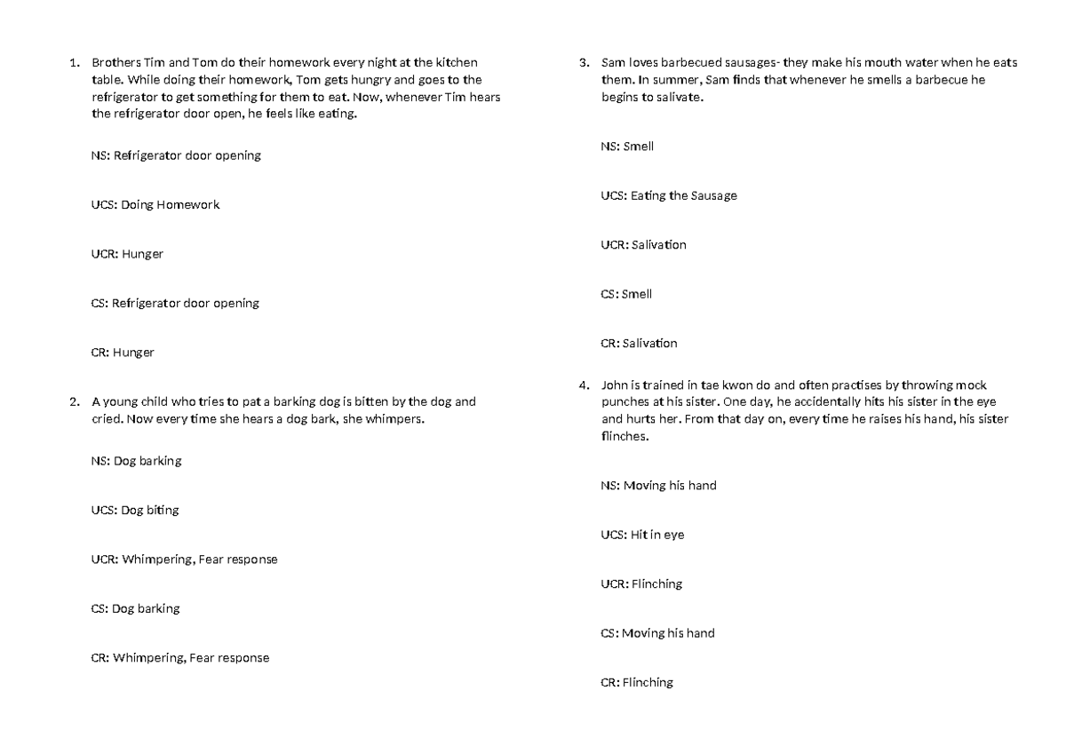 Classical Conditioning Scenarios: Understanding Responses and Triggers ...