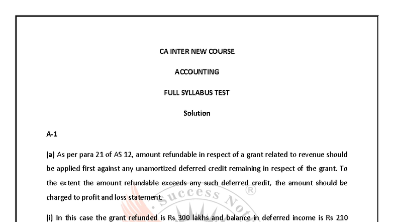 CA INTER NEW COURSE ACCOUNTING FULL SYLLABUS SOLVED QUESTIONS - Studocu