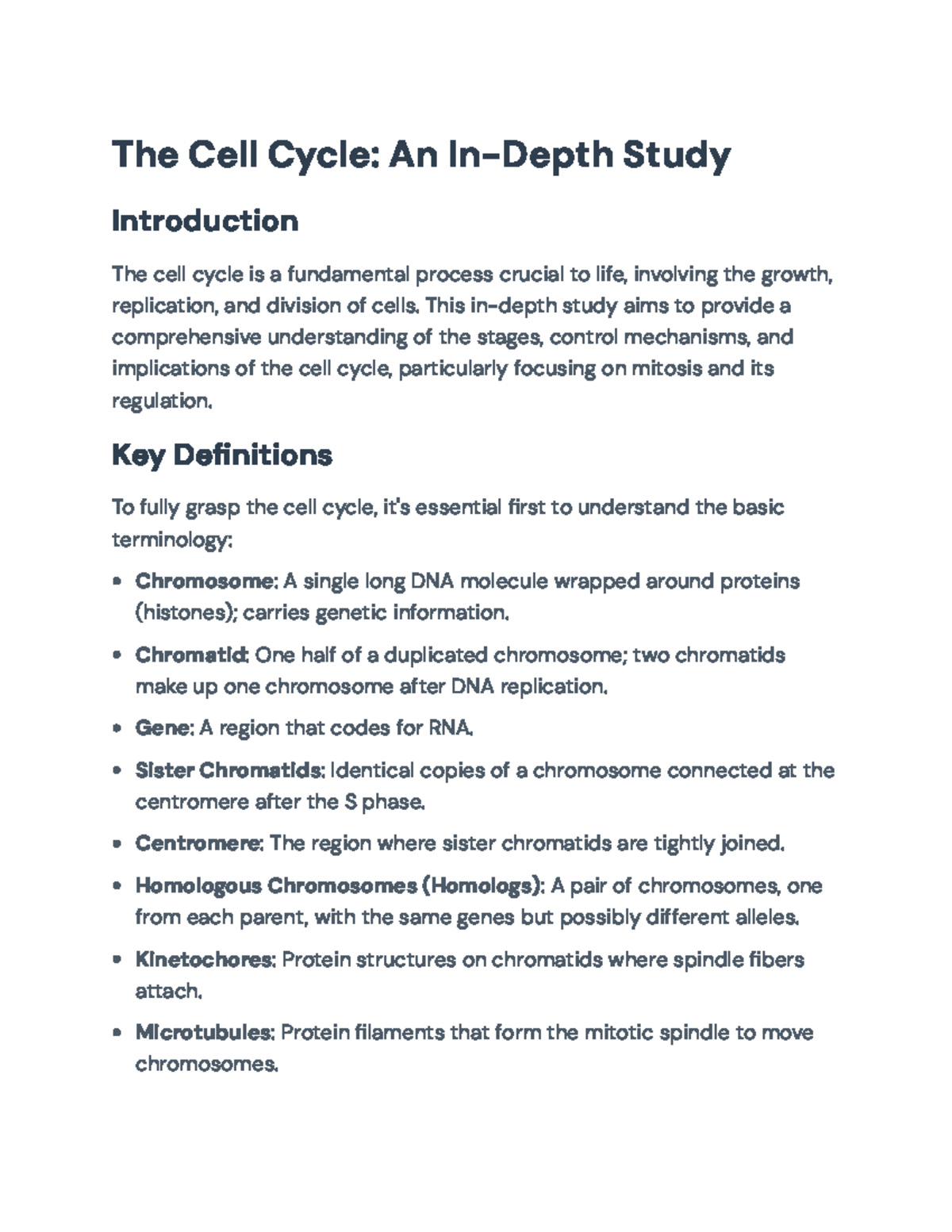 Detailed Study of the Cell Cycle: Mitosis and Its Regulation - The Cell ...