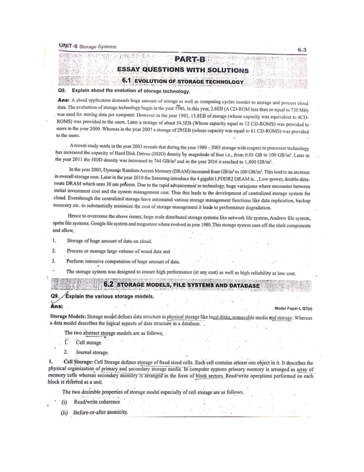 Cc UNIT 5 - easy to learn with this pdf - Storage Systems 6 ESSAY QUESTIONS WITH SOLUTIONS 6 ...
