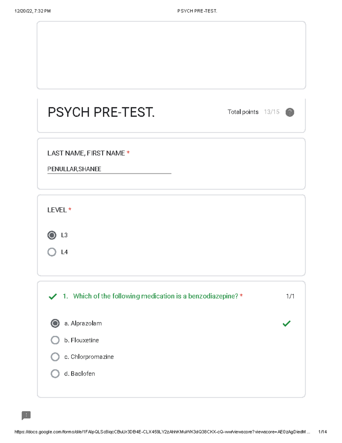 Psych 101: Pre-Test on Medications & Personality Disorders - Studocu