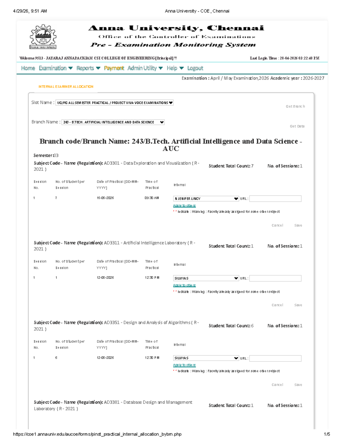 AD3301-AD3461 Practical Sessions Report for AI & Data Science Labs ...