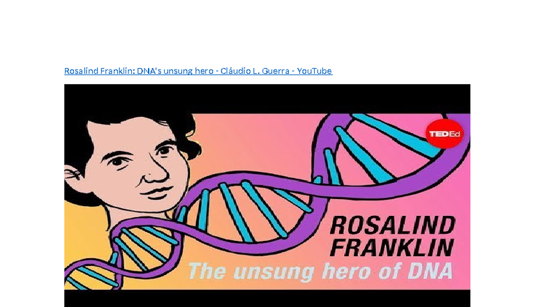 HHMI BioInteractive Video: Rosalind Franklin & DNA Discovery Insights ...