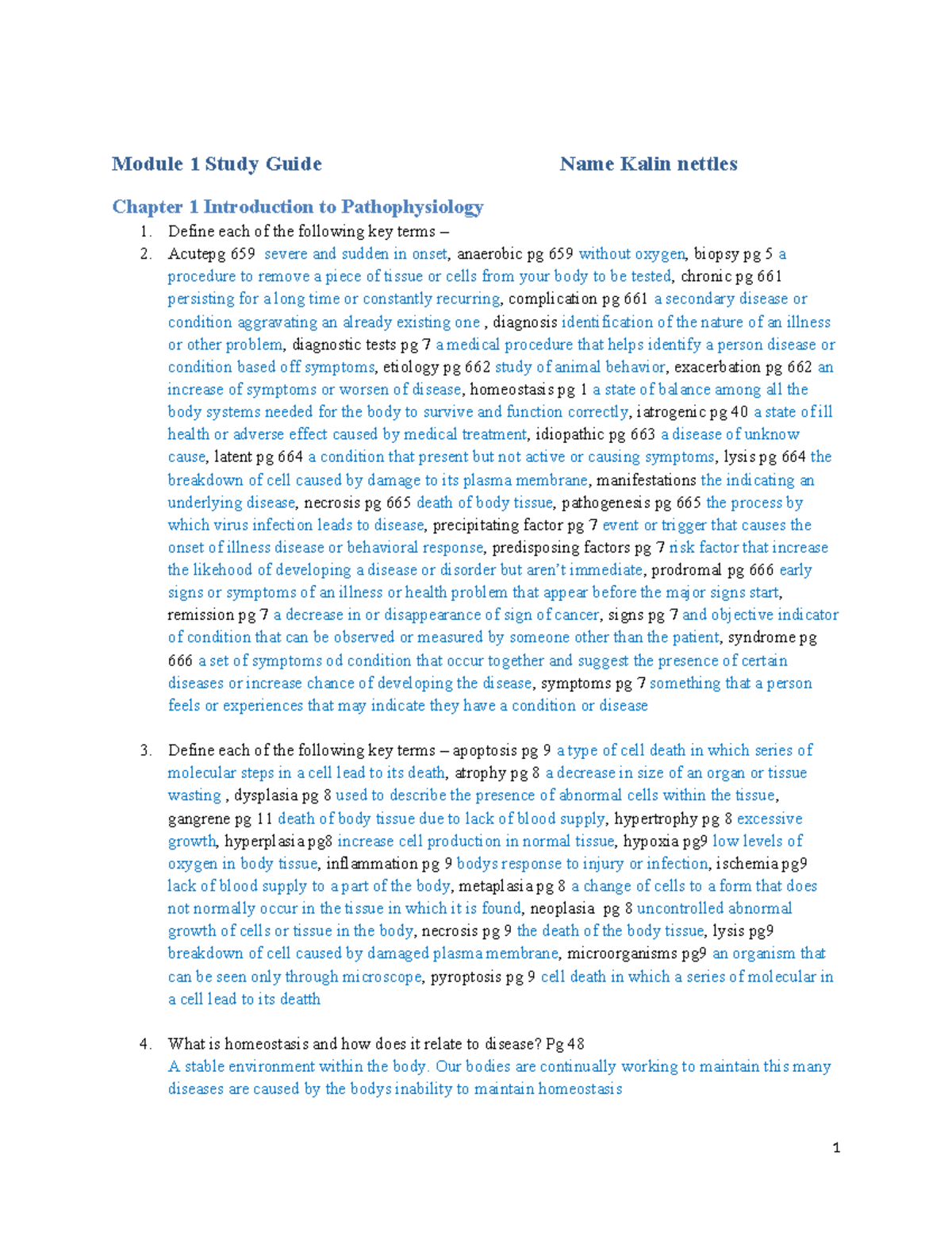 Module 1 studyguide 1 (1) - Module 1 Study Guide Name Kalin nettles Chapter 1 Introduction to ...