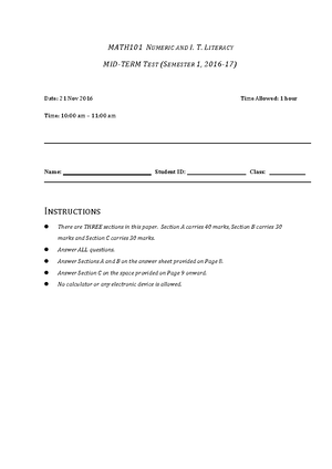 University Mathematics - MATH 1010 - Studocu