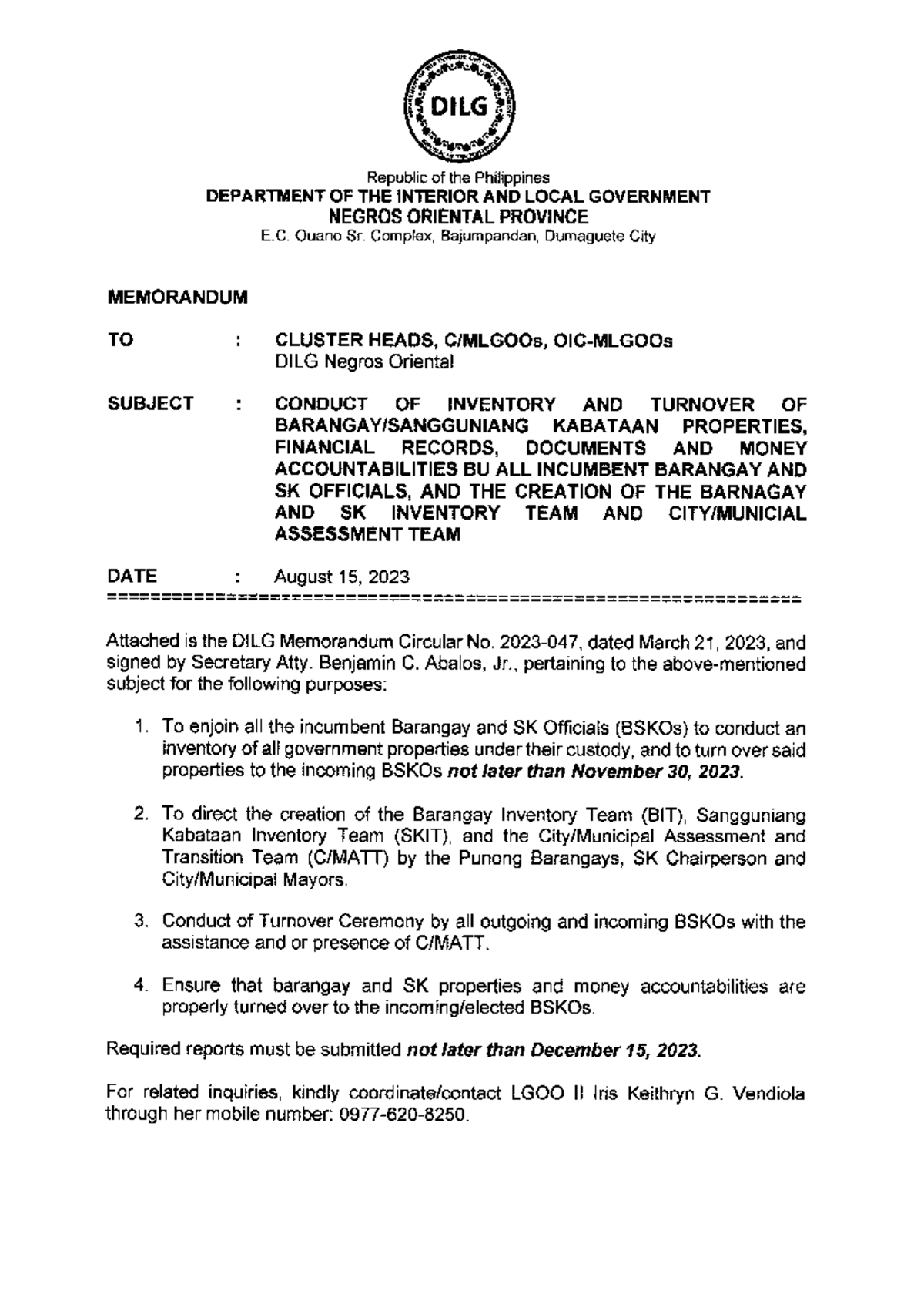 Memo - conduct of SK inventory - Bachelors of Science in Business Administration - Studocu