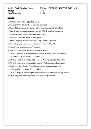 CS3691 - Embedded Systems & IoT Lab Manual Observations and Experiments - Studocu