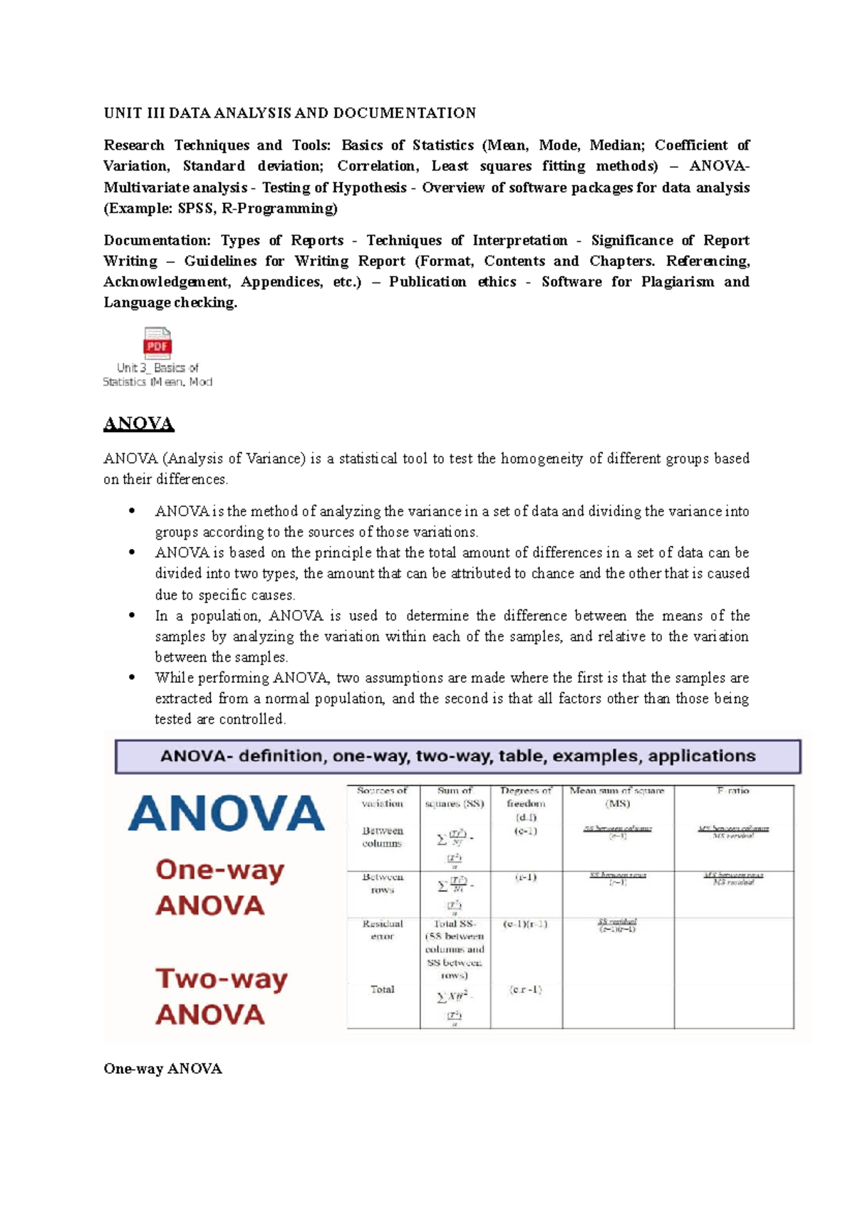 UNIT 3 - Research Methodology: Techniques and Tools for Data Analysis ...