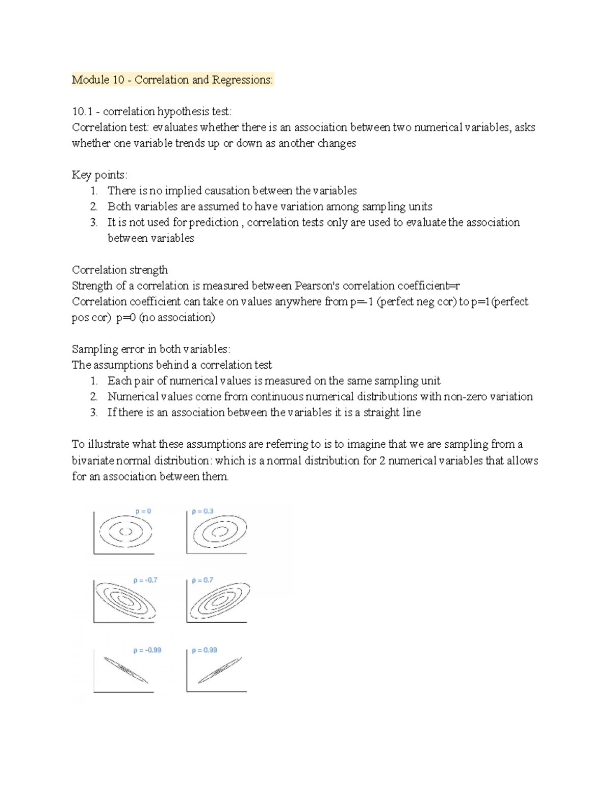 PSYC 202 - Module 10: Correlation & Regression Reading Notes - Studocu