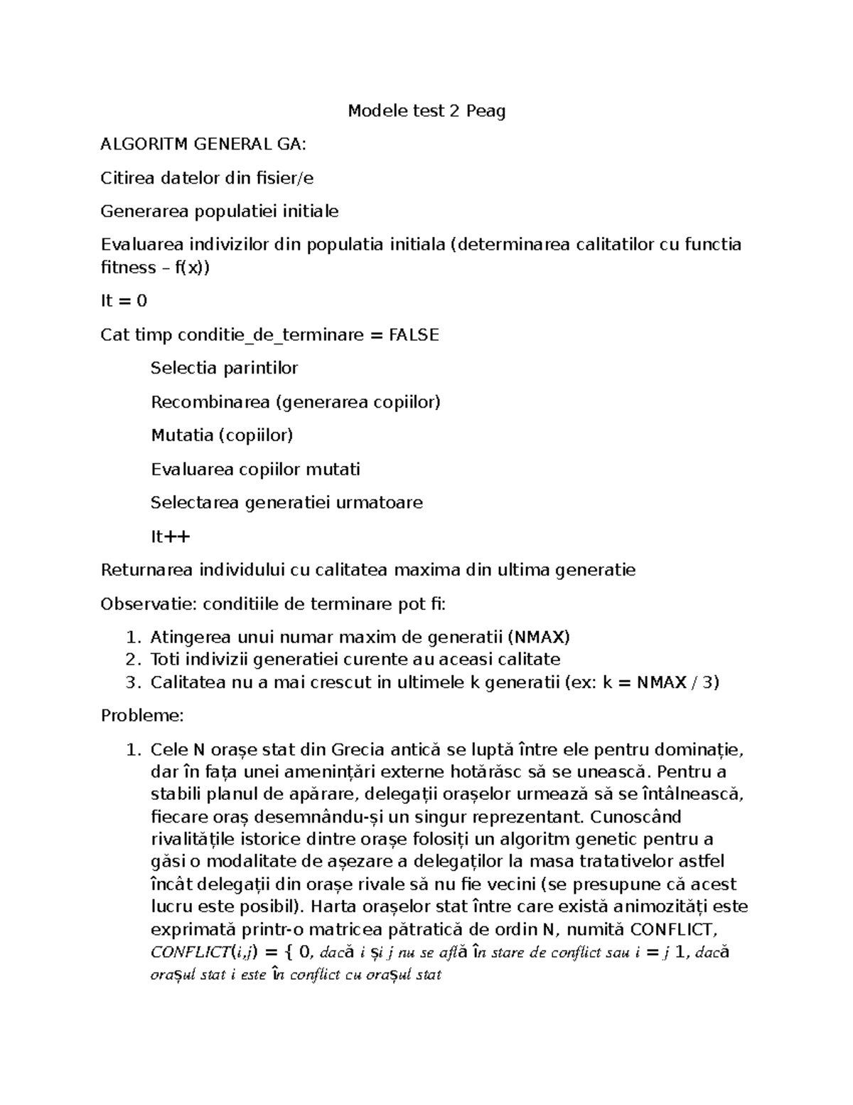 Modele test 2 Peag explicate - Modele test 2 Peag ALGORITM GENERAL GA ...