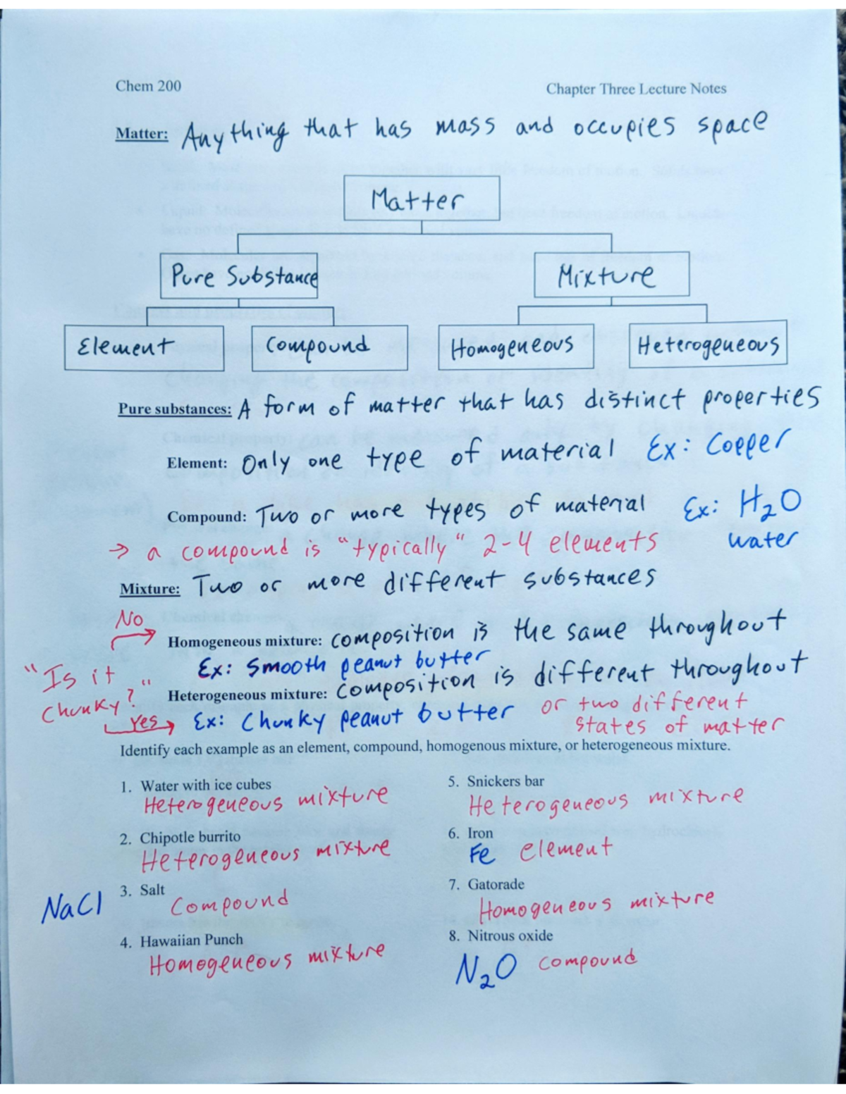 Chem 200 Chapter 3 Lecture Notes: Understanding Matter and Properties ...