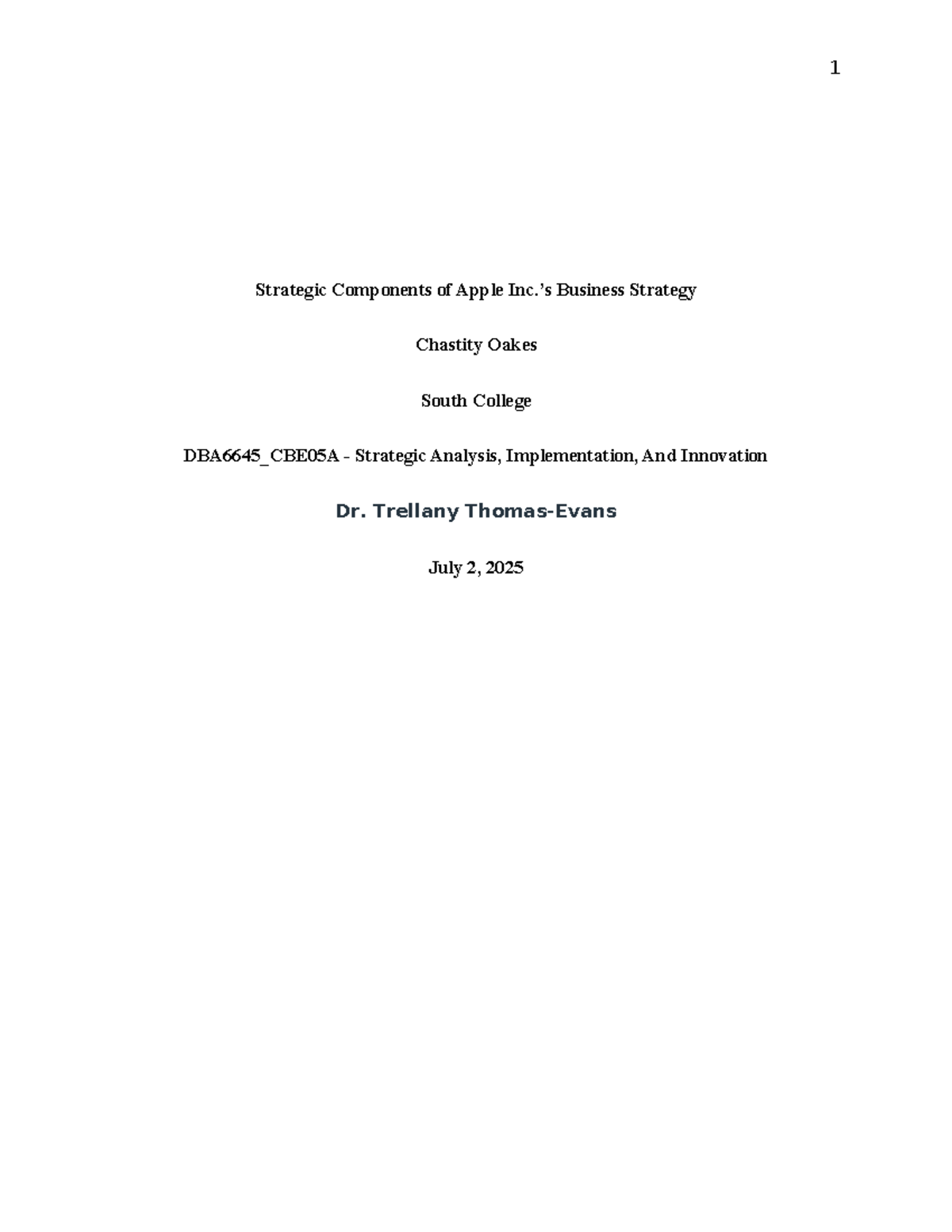 DBA6645_CBE05A Strategic Analysis of Apple’s Business Strategy - Studocu