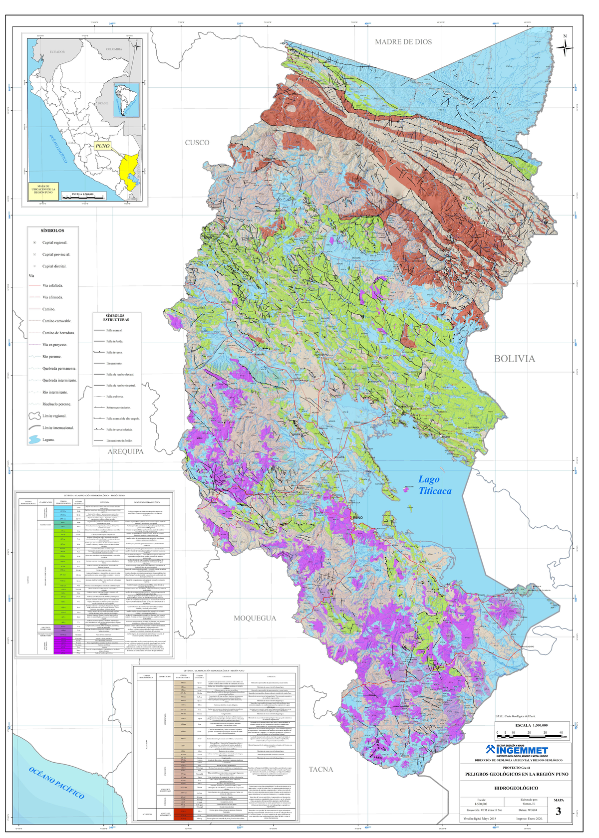 C077-Mapa 3: Geología y Peligros en la Región Puno a Escala 1:500,000 ...