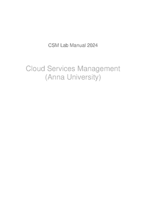 CSM Syllabus - CCS336 CLOUD SERVICES MANAGEMENT L T P C 2 0 2 3 COURSE ...