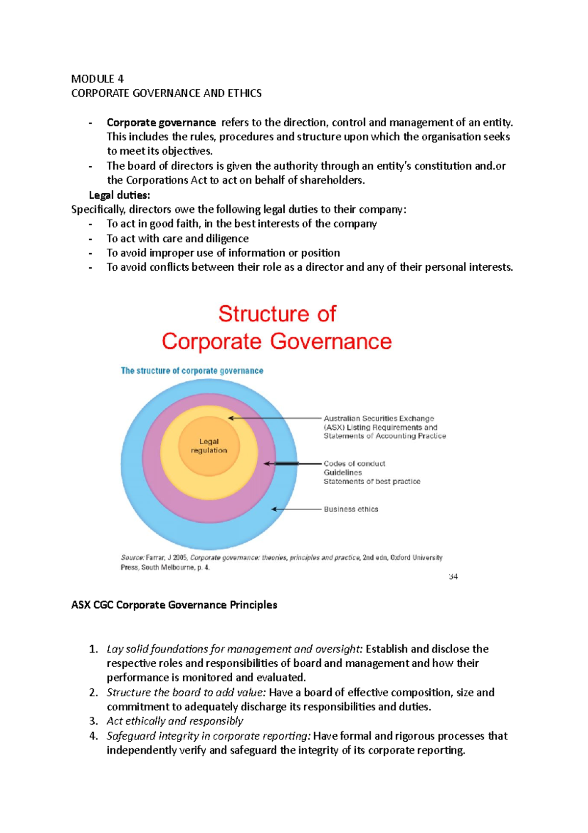 Corporate Governance and Ethics - Module 4 Overview - Studocu