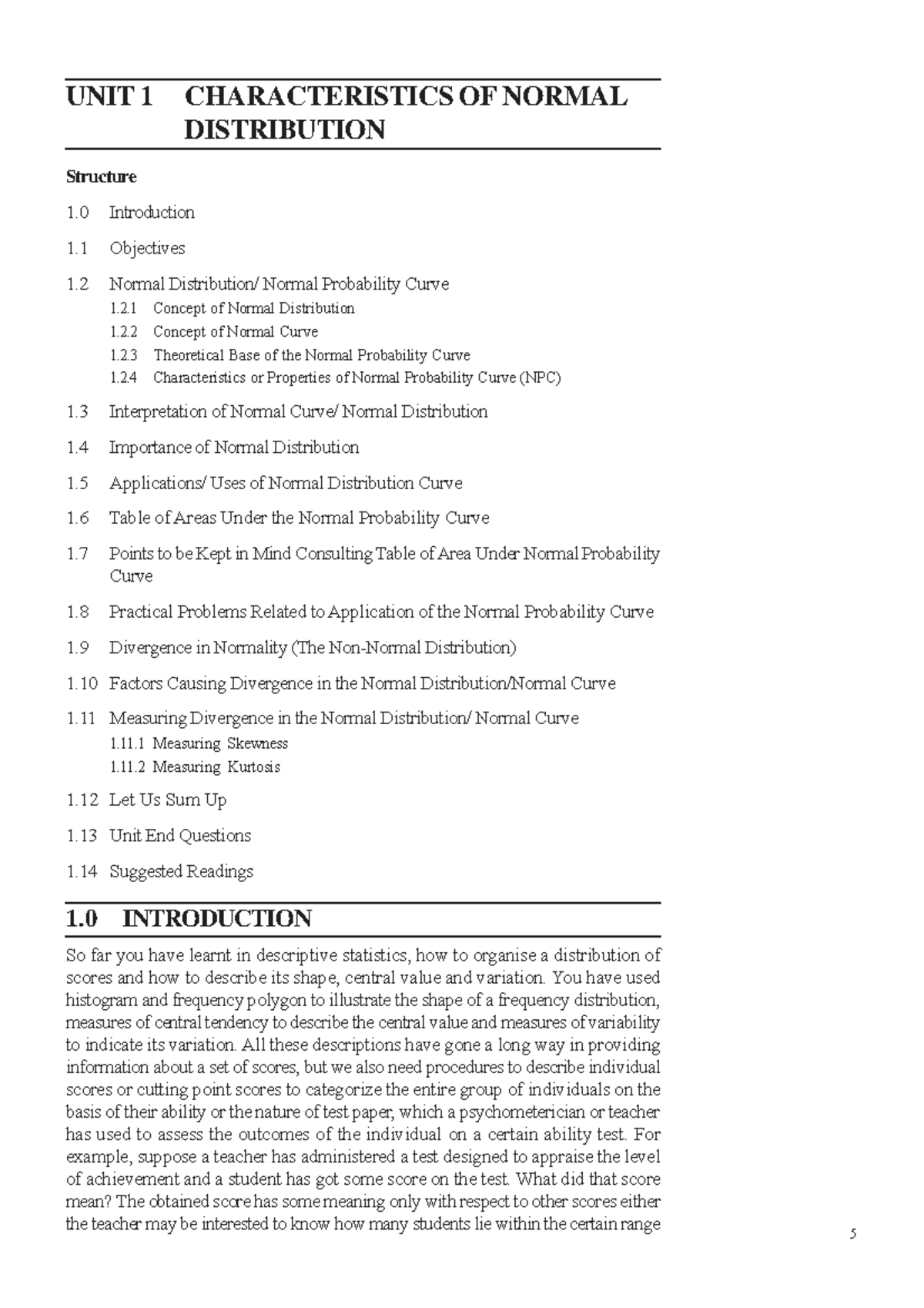 Unit 1: Characteristics of Normal Distribution and Probability Curve ...
