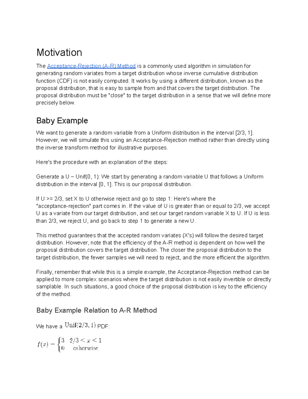 M7L7 Acceptance-Rejection Method: Generating Random Variates - Studocu