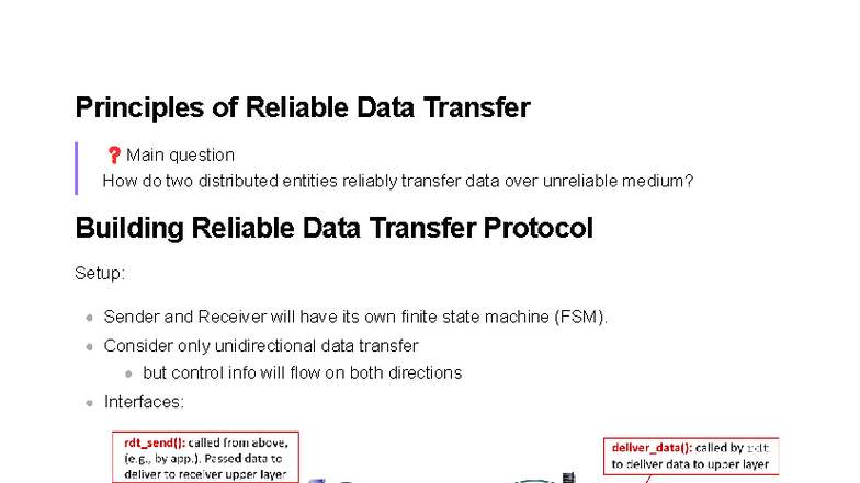 Reliable Data Transfer Protocols Overview (CS 101) - Studocu