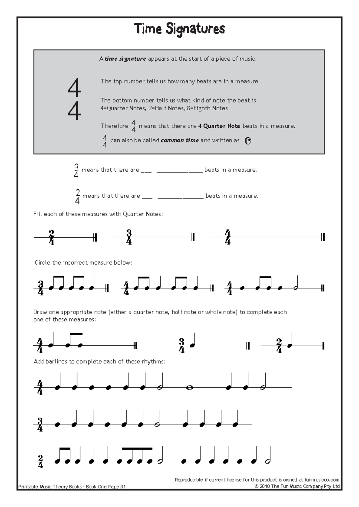 Time Signatures Music Theory Worksheet for Grades 4-8 - Studocu