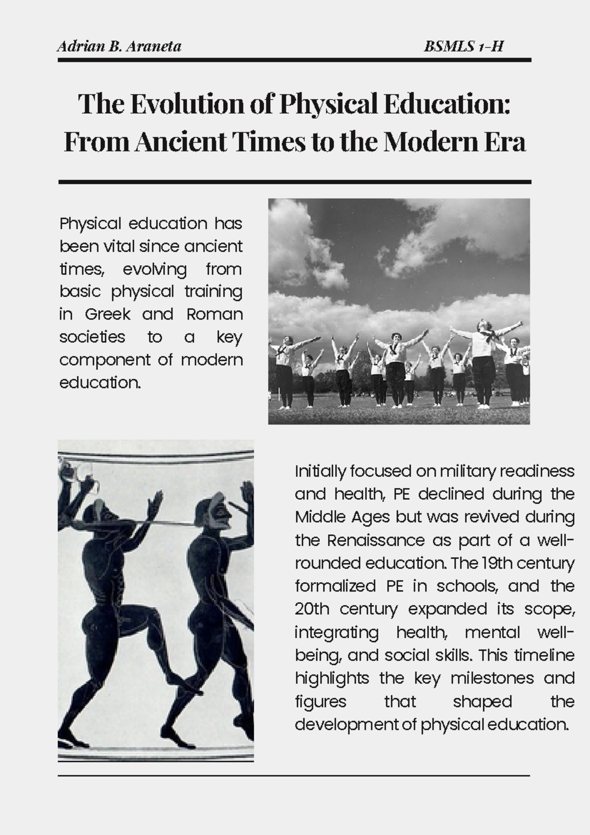 The Evolution of Physical Education: A Historical Overview (PE 1) - Studocu