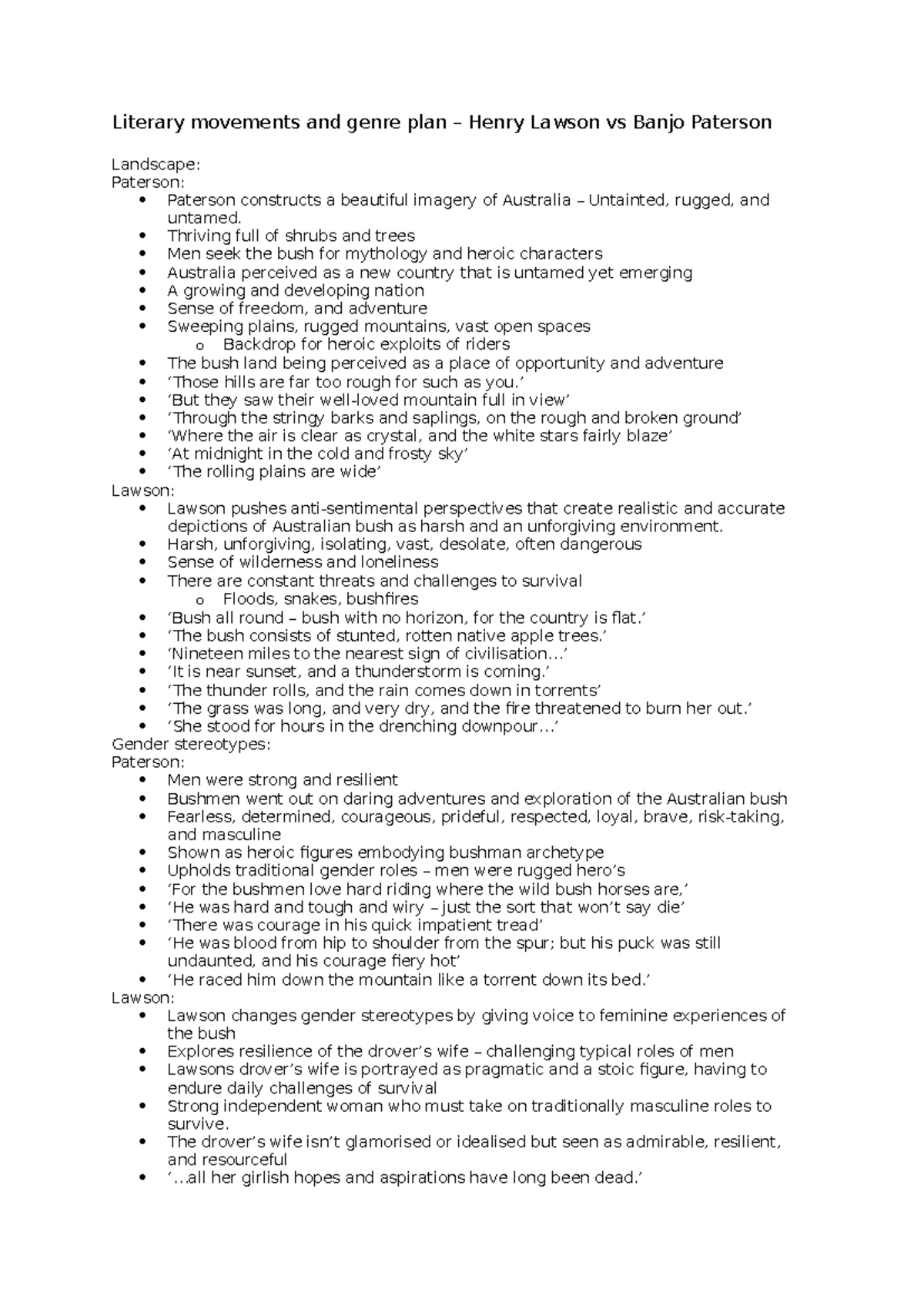 Literary movements and genre essay plan - Literary movements and genre ...
