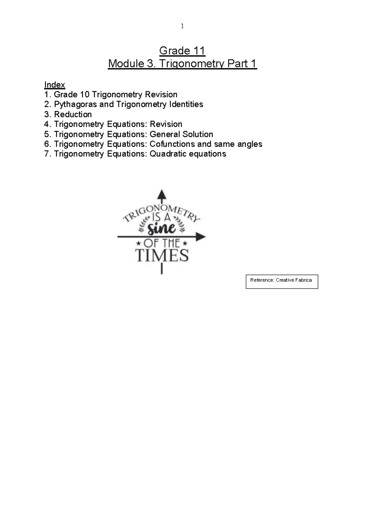 Grade 11 Math M03: Trigonometry Part 1 Study Notes - Studocu