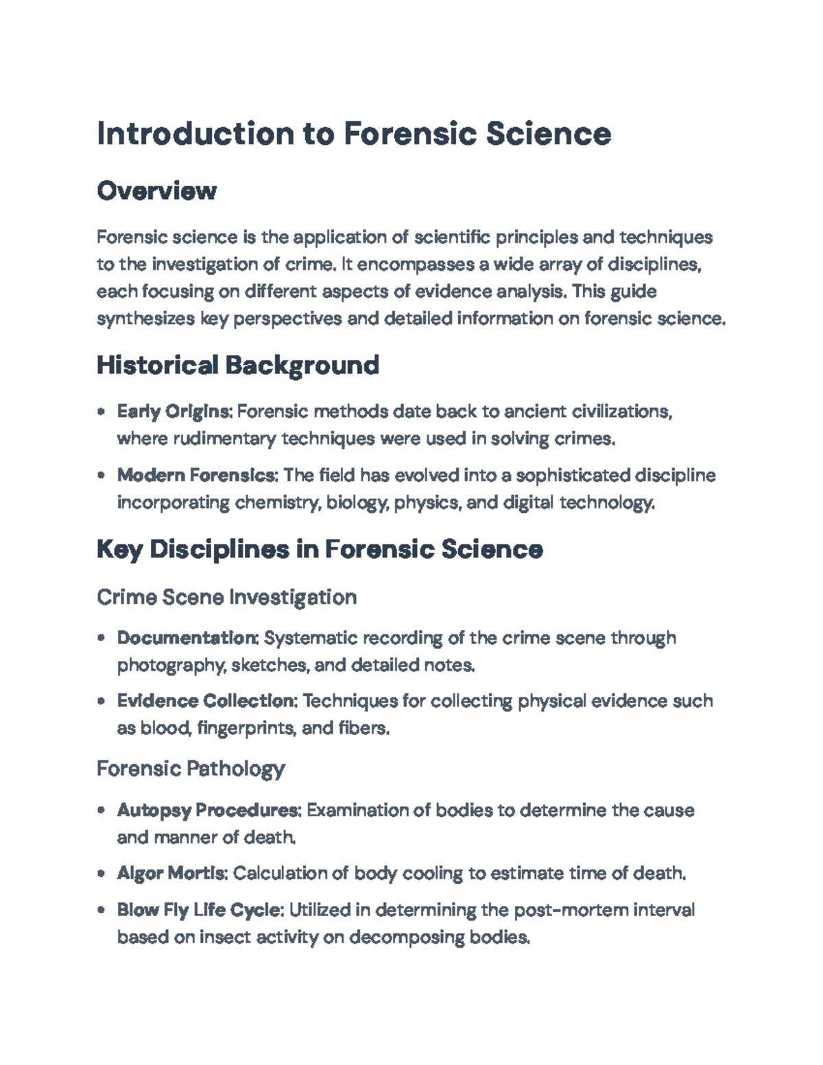 Forensic Science Overview: Principles, Disciplines & Future Directions ...