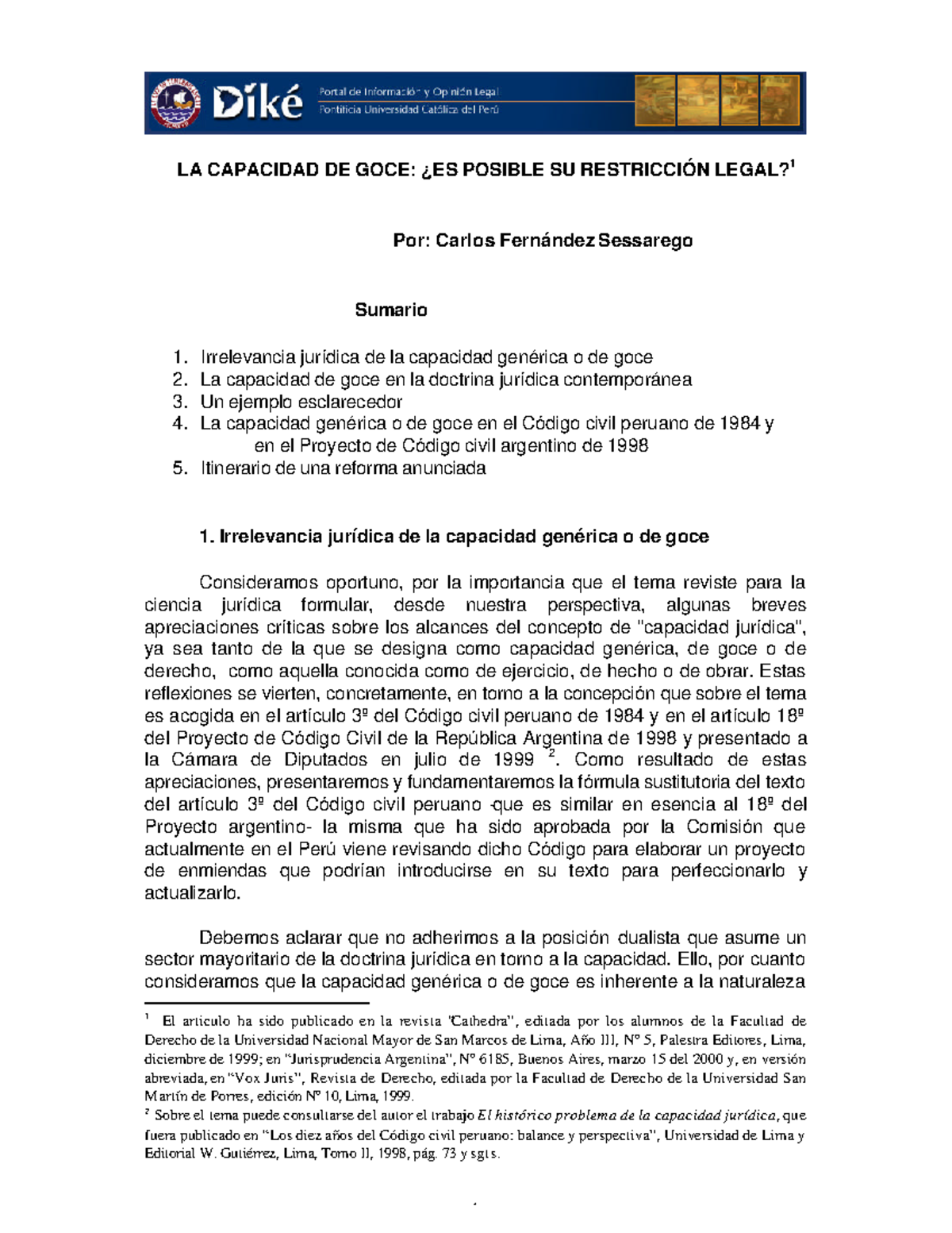 Capacidad de Goce y su Restricción Legal: Análisis Crítico - LA 2023 ...