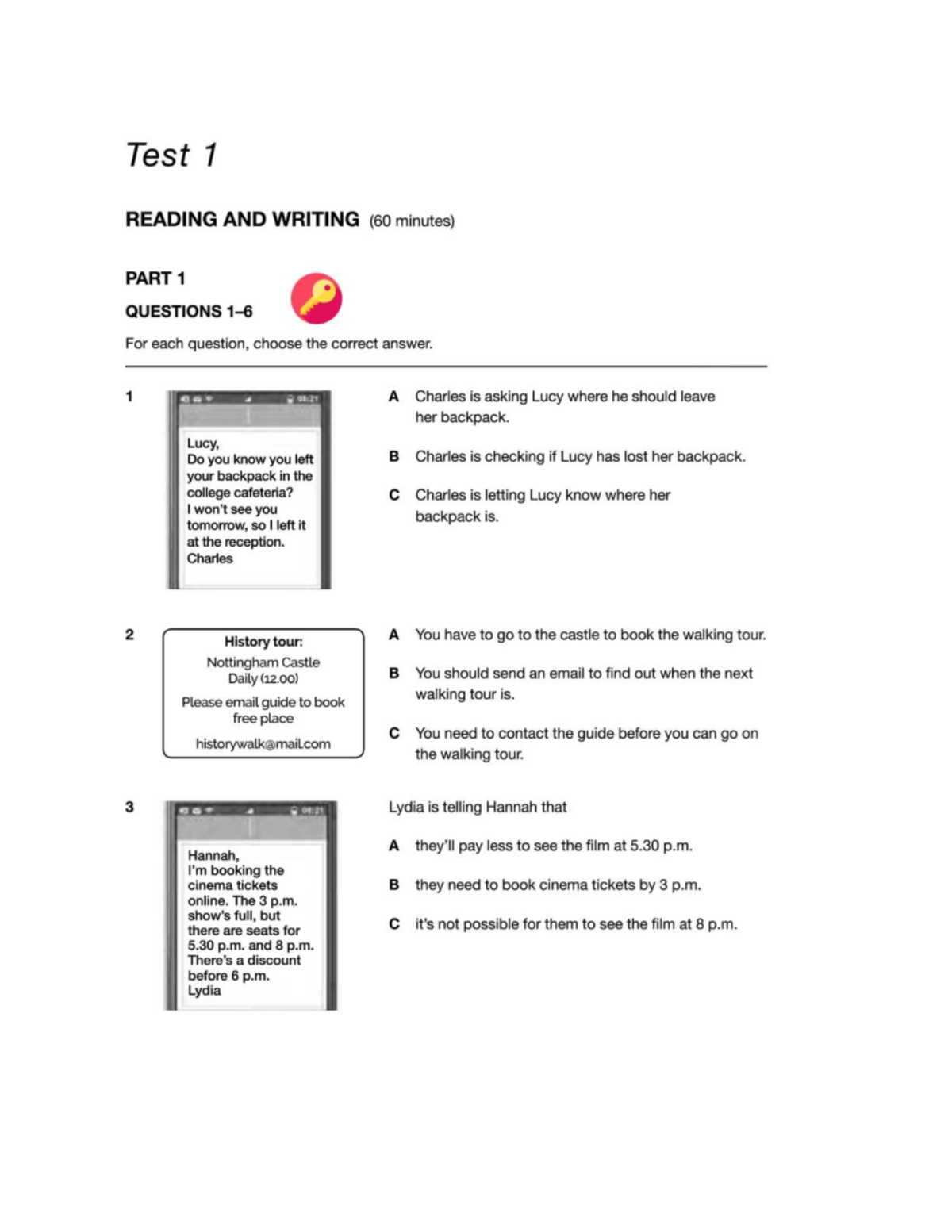 Reading Skill Test 1: Questions and Answers - Studocu