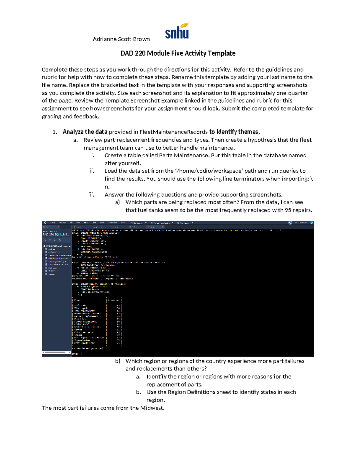 DAD 220 Module Five Activity Template (1) Scott Brown - Adrianne Scott ...