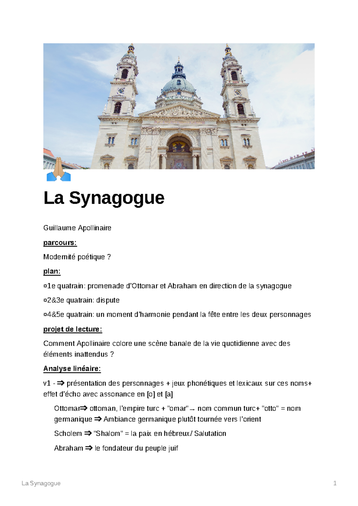 La Synagogue: Architecture, History, and Cultural Significance - Studocu