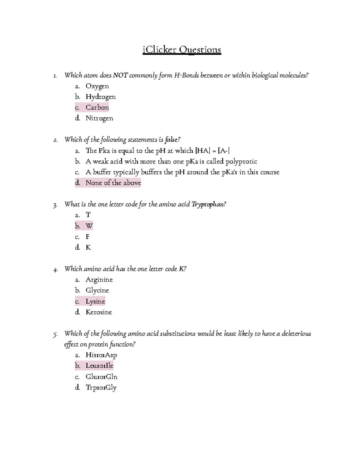 BIOL 2020- i Clickers - I clicker questions - iClicker Questions Which ...