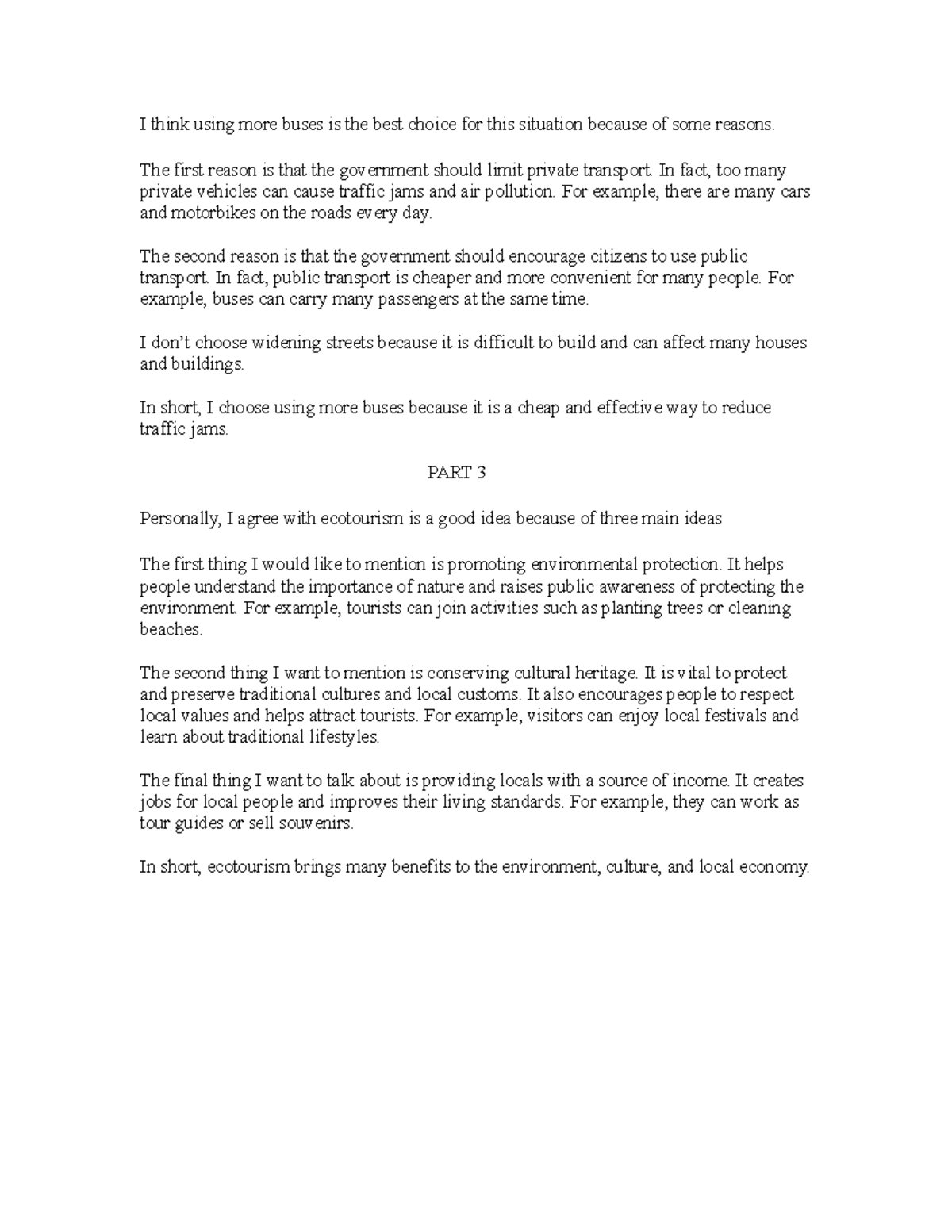 Unit 7 - The Benefits of Buses and Ecotourism - Studocu