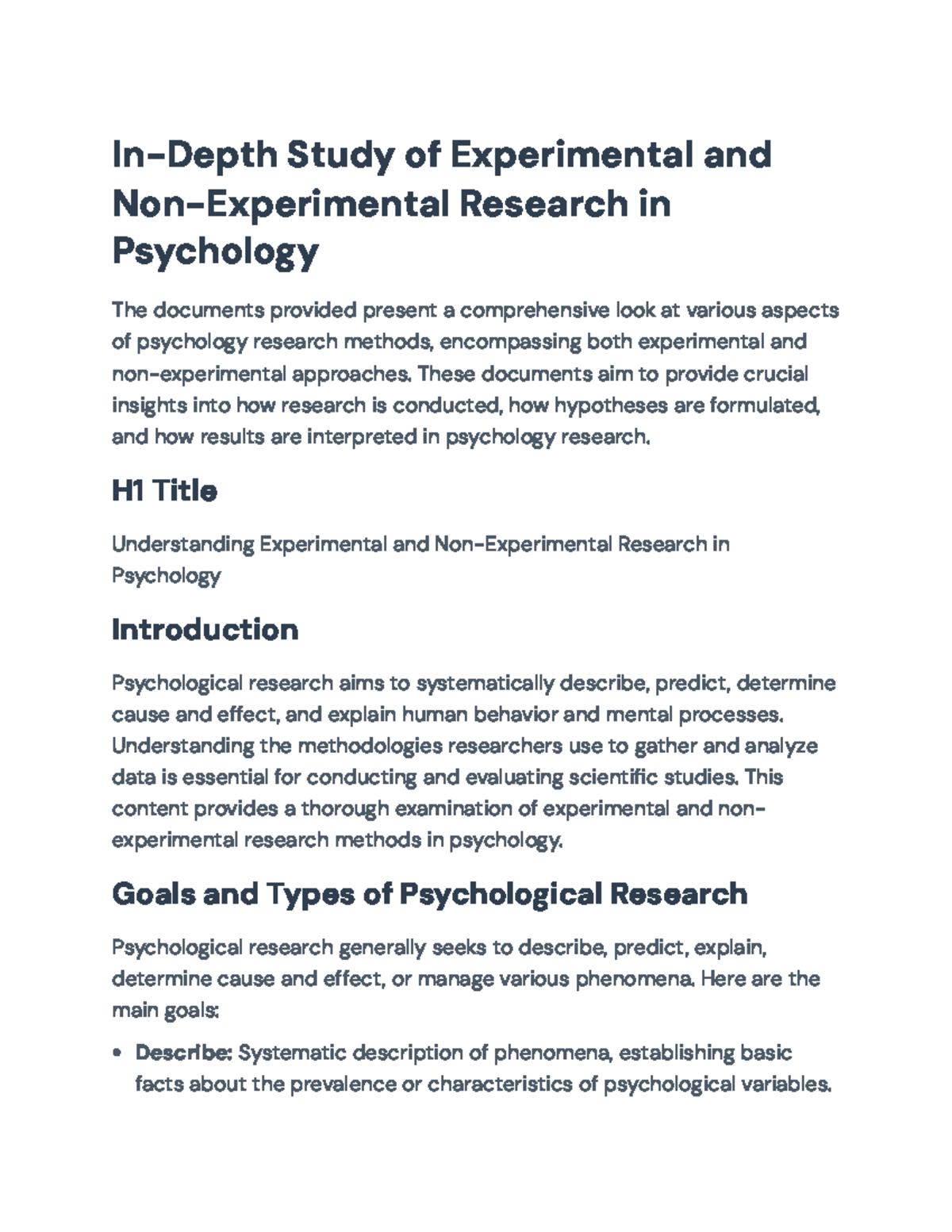 Understanding Experimental and Non-Experimental Research in Psychology ...