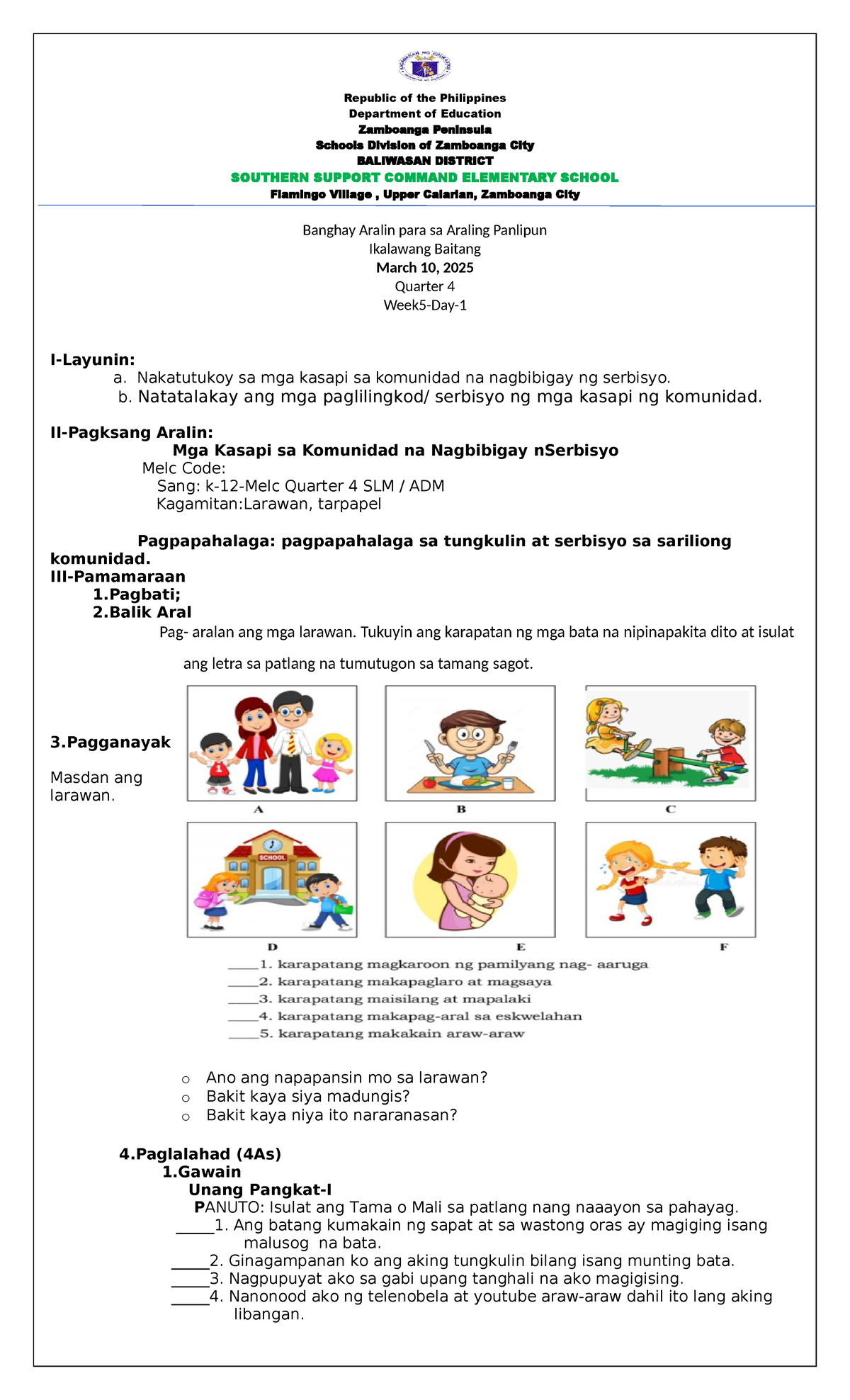 Arpan Q4-week 4-Day 1 - NOTED - Republic of the Philippines Department ...