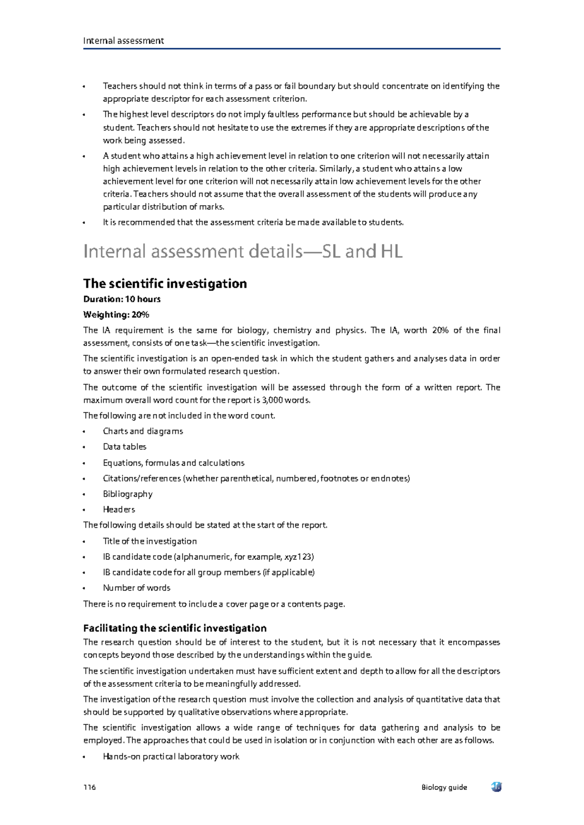 IB Biology IA Guide: Assessment Criteria and Methodology - Studocu