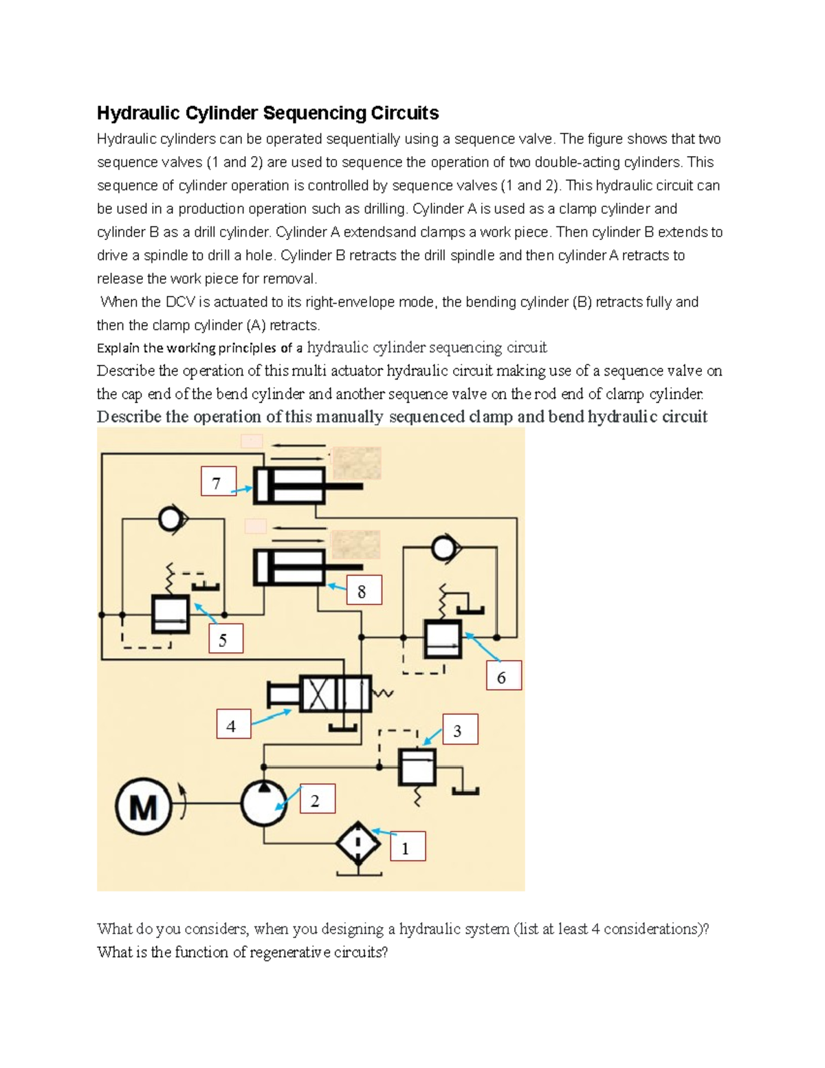 Hydraulic Cylinder Sequencing Circuits - Overview and Key Principles - Studocu