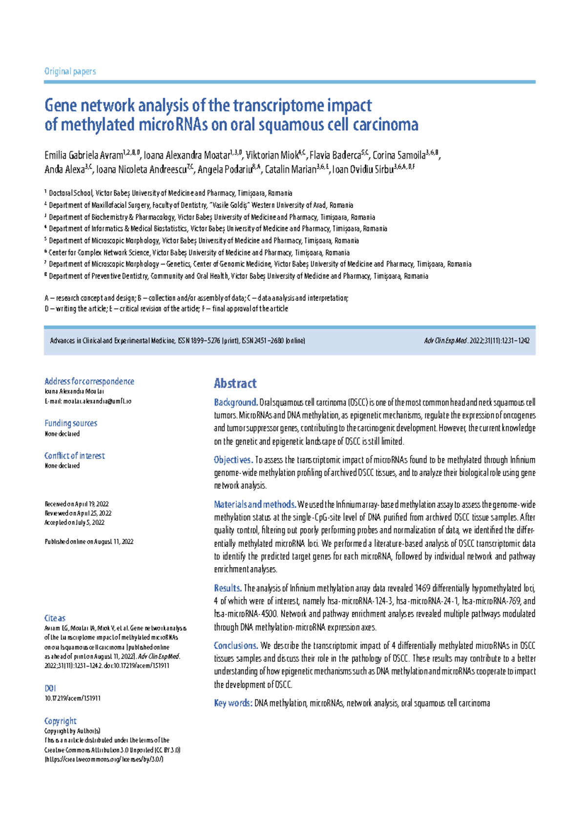 Gene Network Analysis of Methylated microRNAs in OSCC (1231) - Studocu